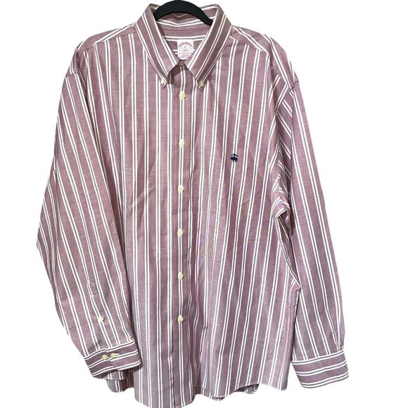 Brooks Brothers | Shirts | Brooks Brothers Burgundy And White Striped ...